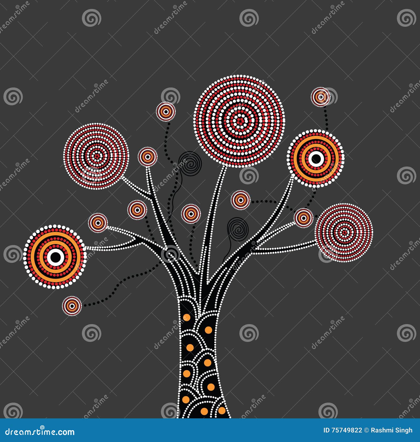 Aboriginal Tree, Aboriginal Art Vector Painting With Tree ...