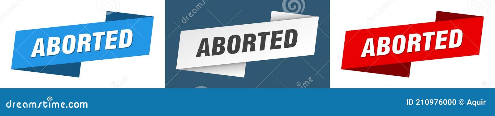 Aborted Banner. Aborted Ribbon Label Sign Set Stock Vector ...