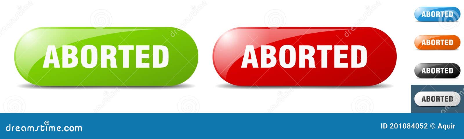 Aborted Button. Sticker. Banner. Rounded Glass Sign Cartoon Vector ...