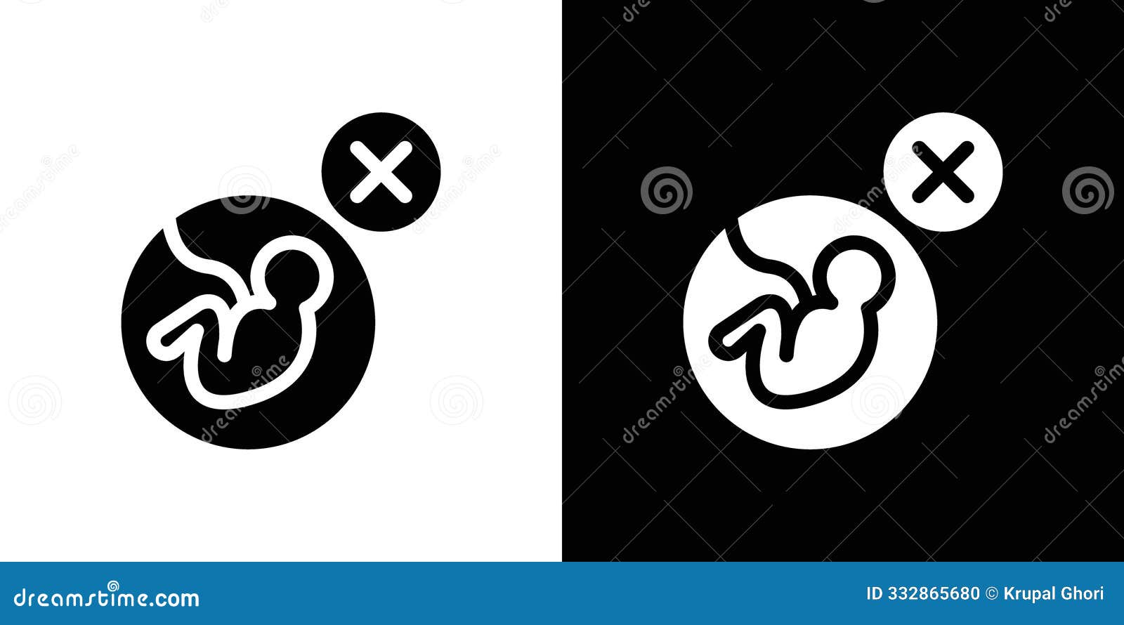 Fetus Icon. Prenatal Human Child With Placenta Symbol. Embryo Sign ...