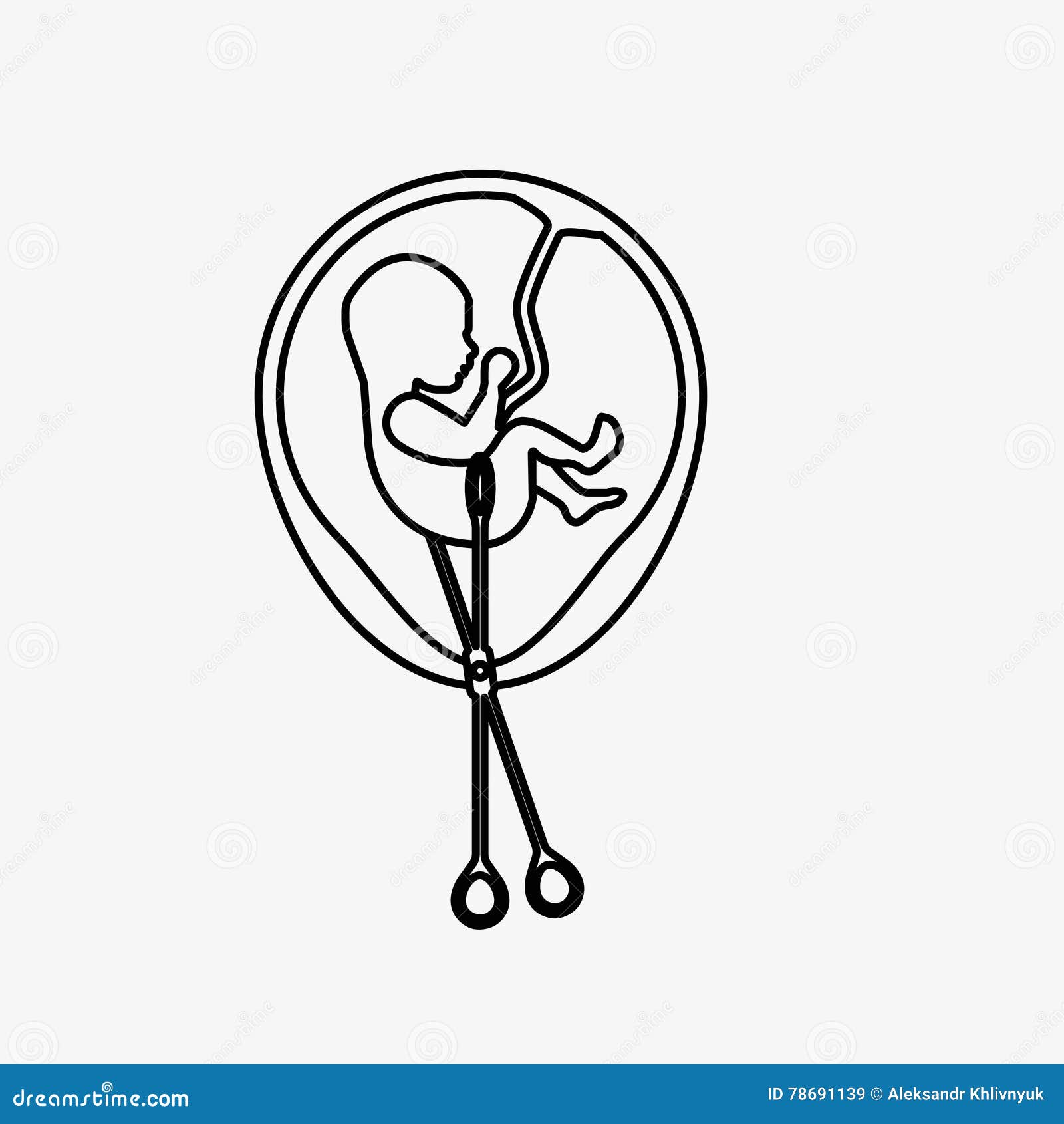Abortion Is Personal Decision. Embryo With Scissors. Flat Vector ...