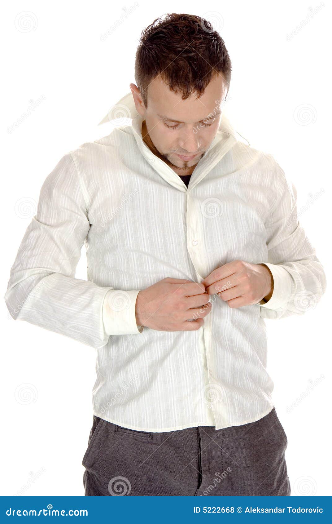 Abotoando-acima a Camisa Branca Foto de Stock - Imagem de cara, escuro ...