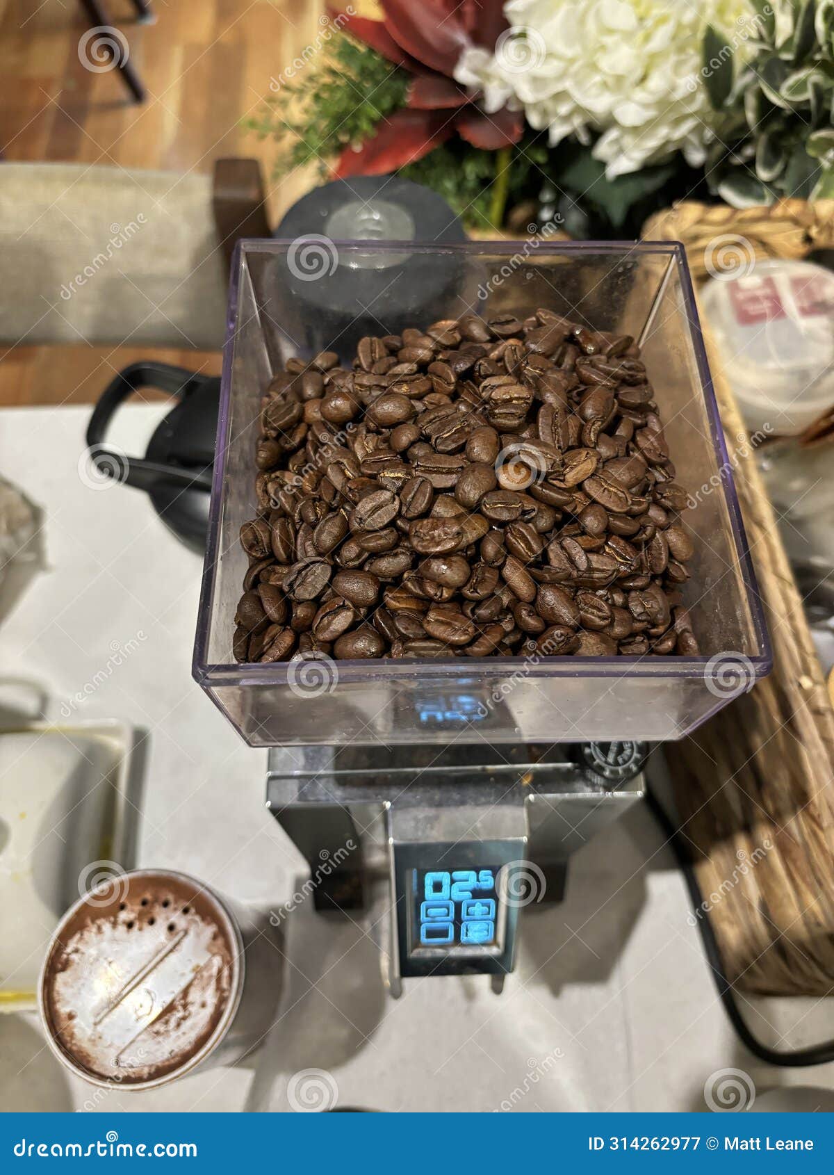 Above Angle View of Coffee Machine with Digital Screen and Colourful ...