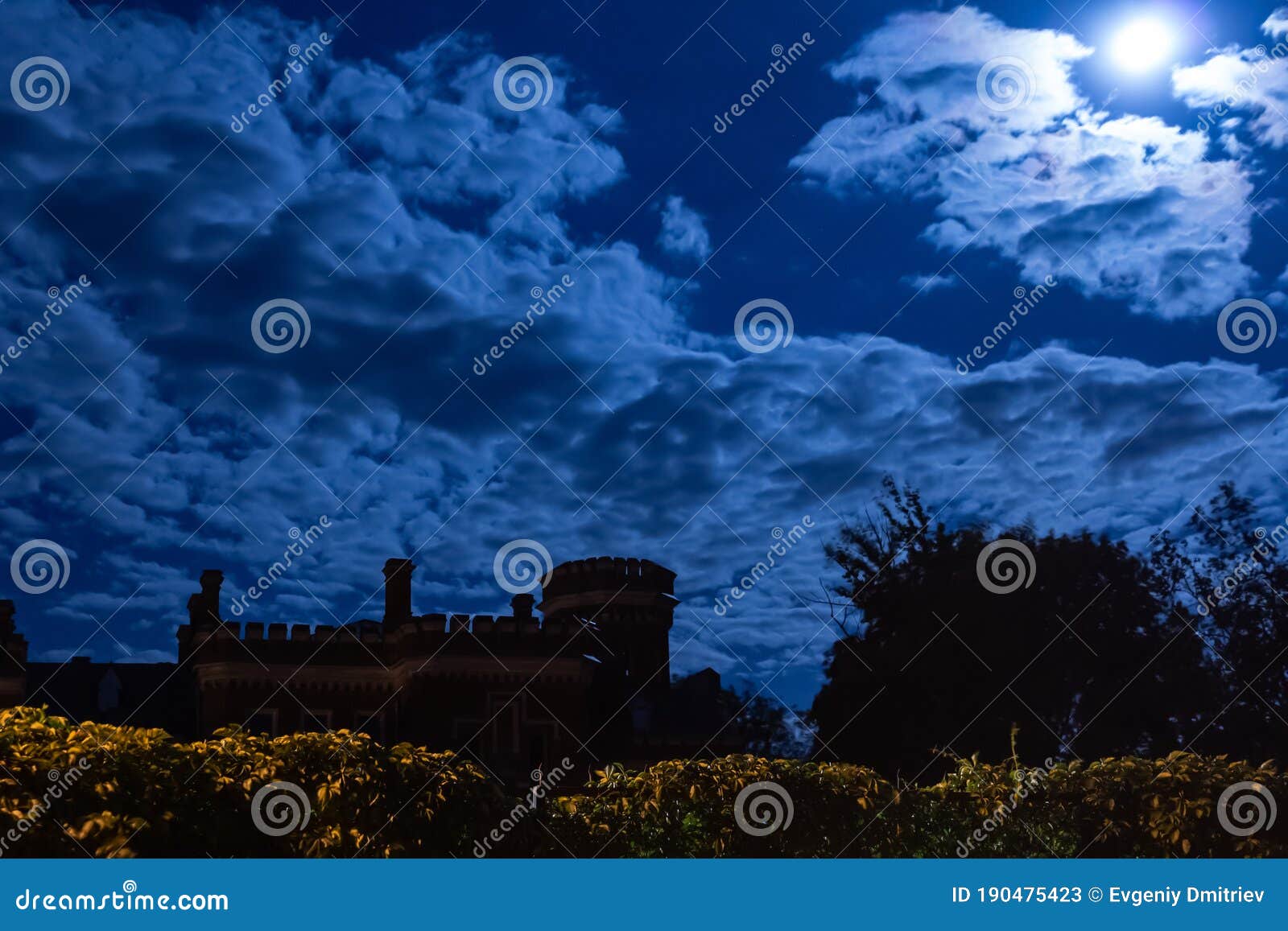 Above the Castle the Night Sky with Clouds Stock Image - Image of black ...