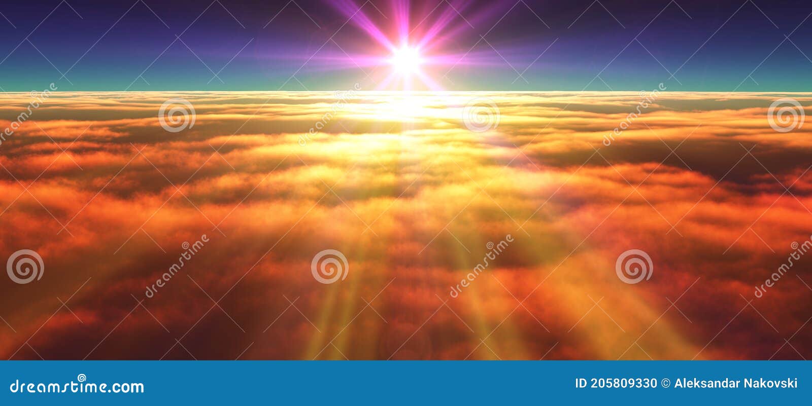 Above Clouds Fly Sunset Sun Ray Stock Illustration - Illustration of ...