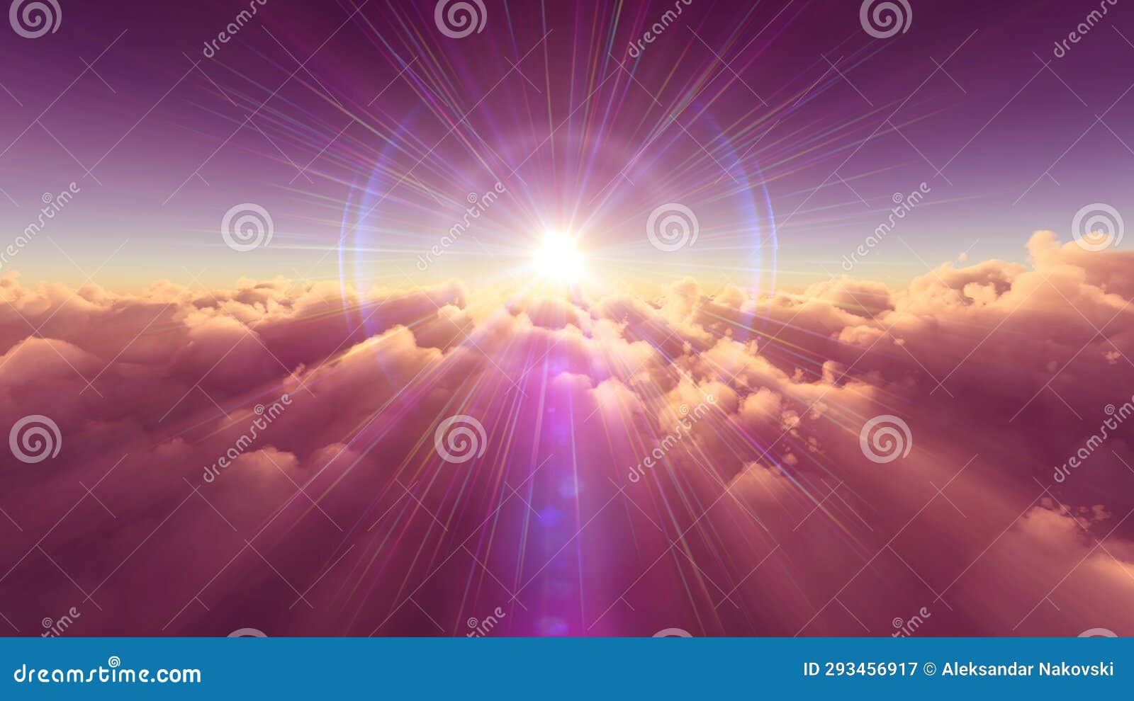 Above Clouds Fly Sunset Sun Ray Illustration Stock Illustration ...