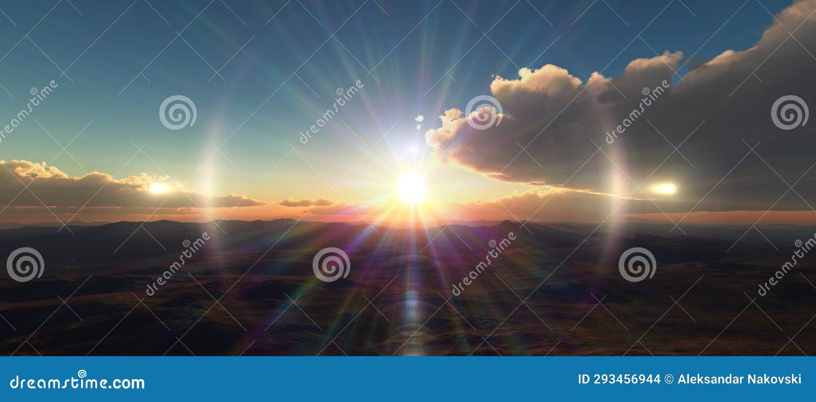 Above Clouds Fly Sunset Sun Ray Illustration Stock Illustration ...