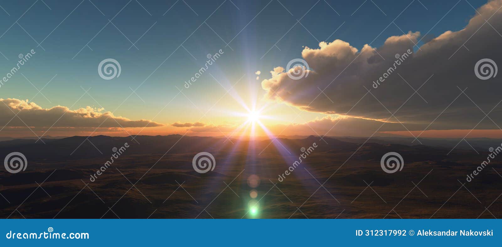 Above Clouds Fly Sunset Sun Ray Illustration Stock Illustration ...