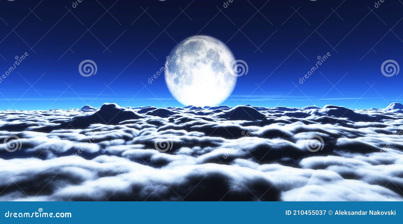 Above Clouds Full Moon Illustration Stock Illustration - Illustration ...