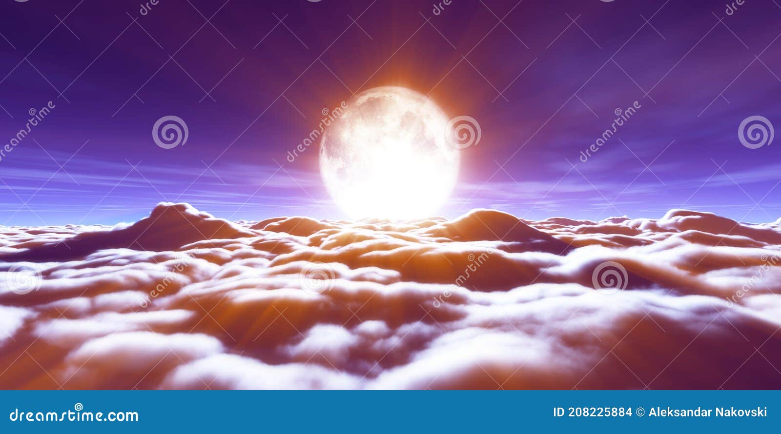 Above Clouds Full Moon Illustration Stock Illustration - Illustration ...