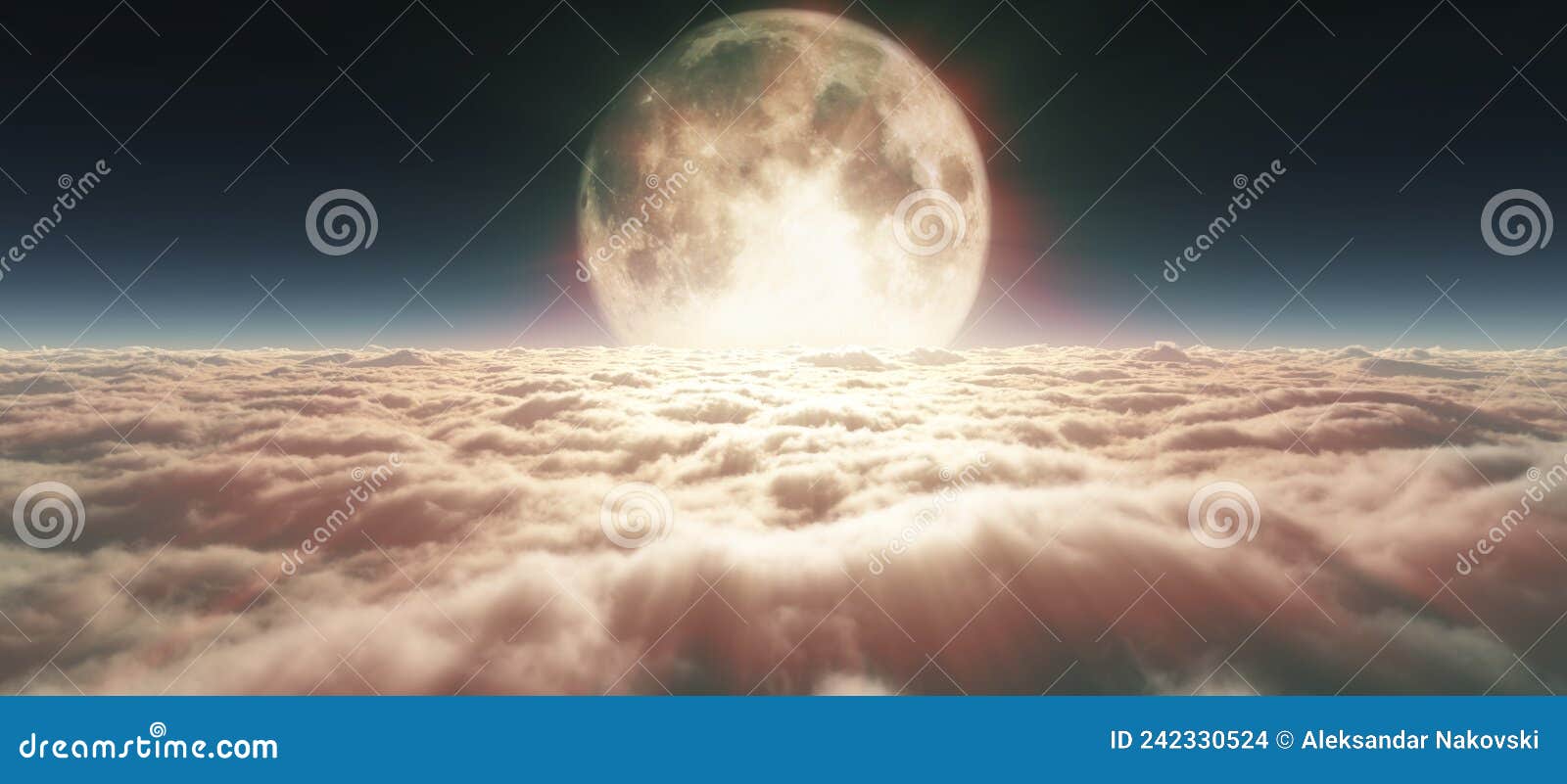 Above Clouds Full Moon Illustration Stock Illustration - Illustration ...