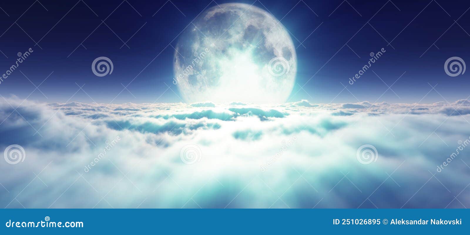 Above Clouds Full Moon Illustration Stock Illustration - Illustration ...