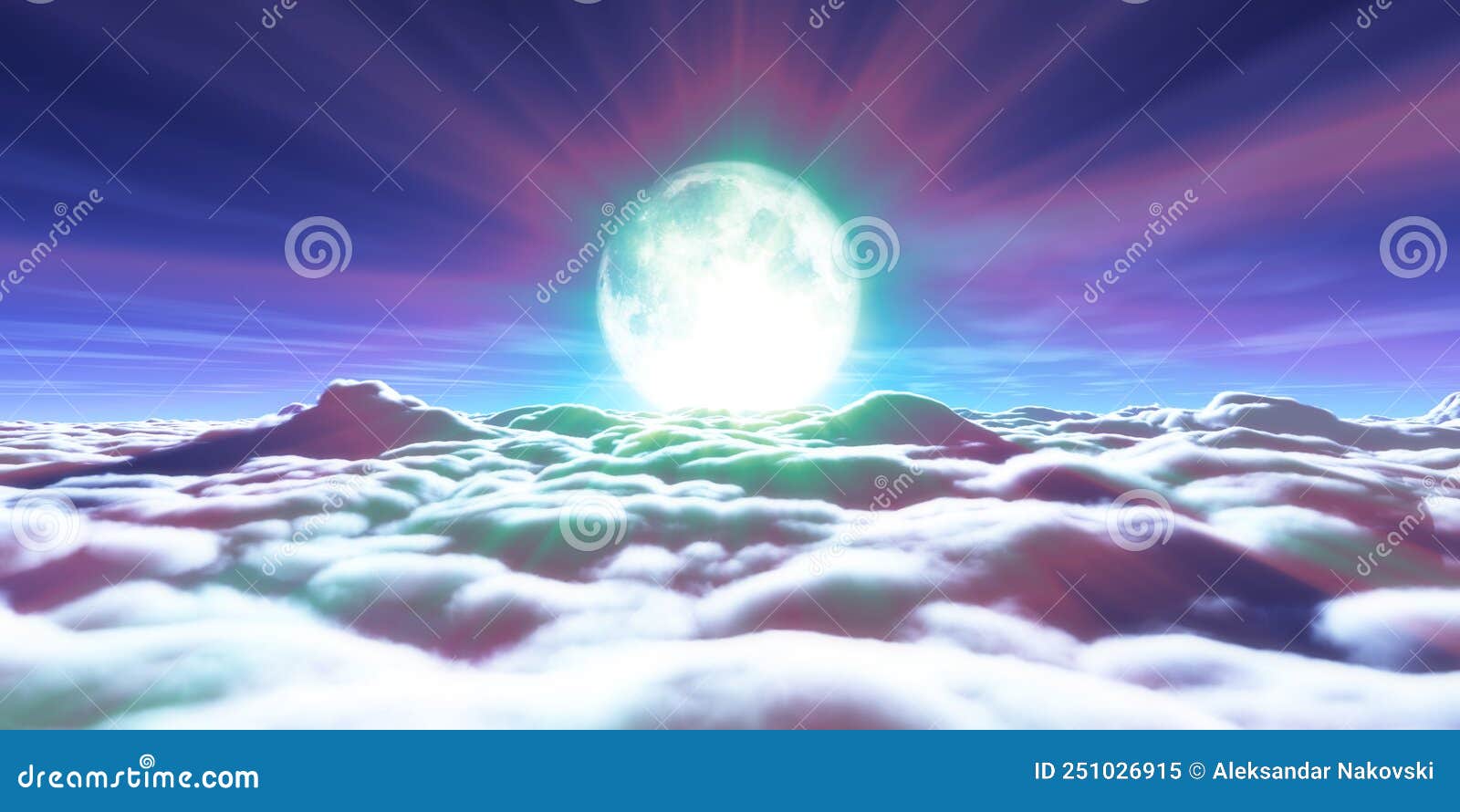 Above Clouds Full Moon Illustration Stock Illustration - Illustration ...