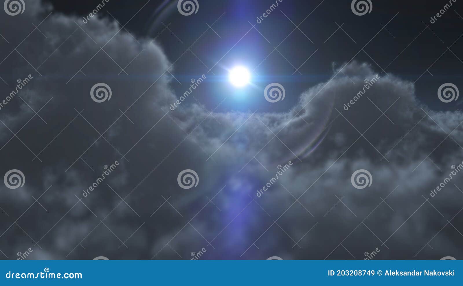 Above Clouds at Night in Full Moon Stock Illustration - Illustration of ...