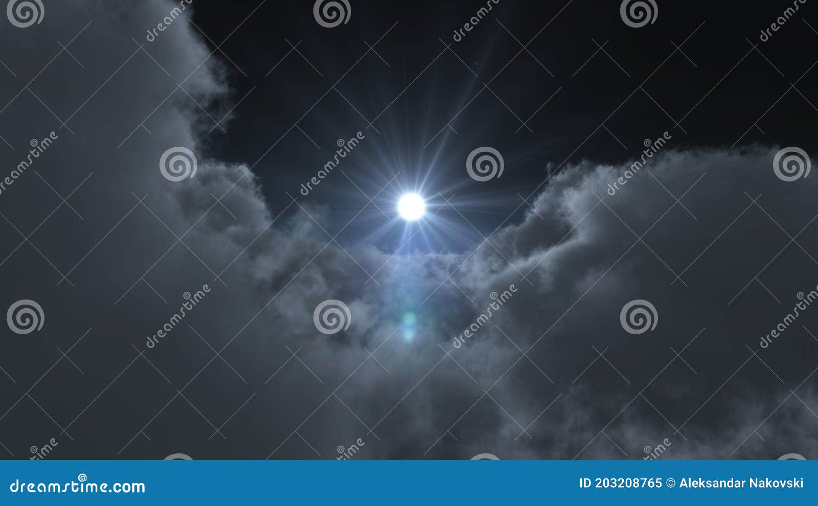 Above Clouds at Night in Full Moon Stock Illustration - Illustration of ...