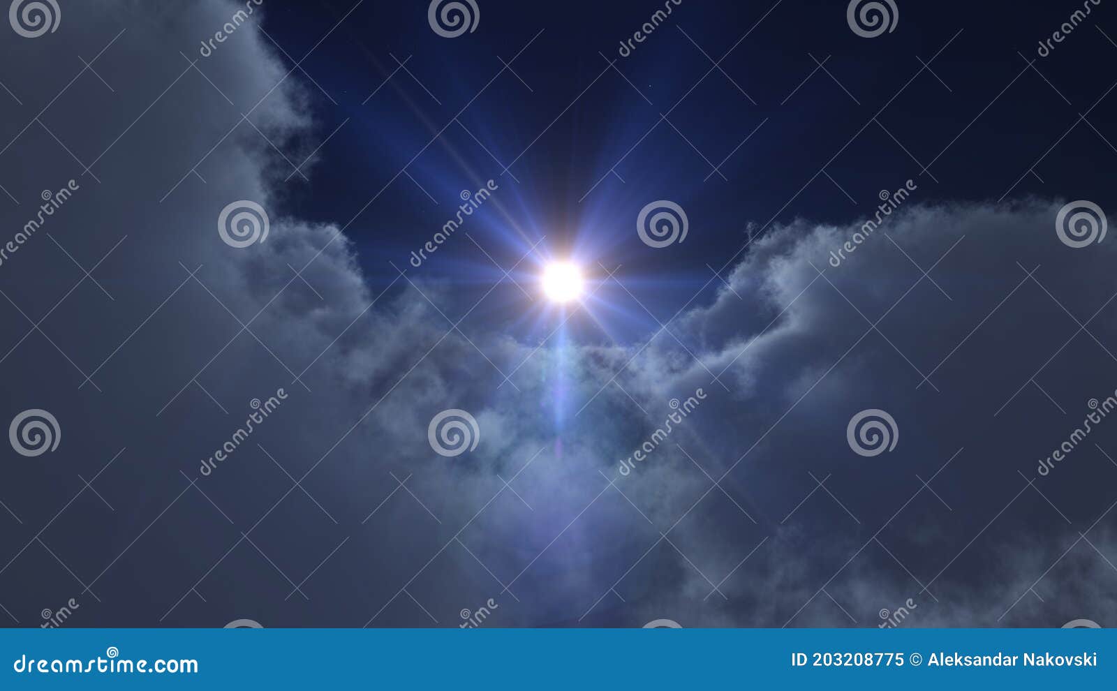 Above Clouds at Night in Full Moon Stock Illustration - Illustration of ...