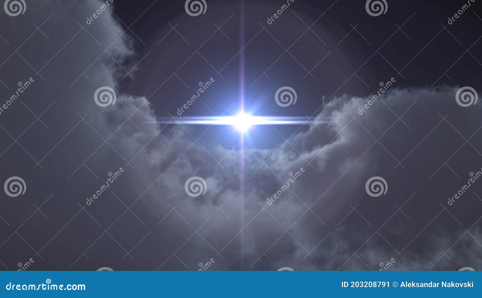 Above Clouds at Night in Full Moon Stock Illustration - Illustration of ...