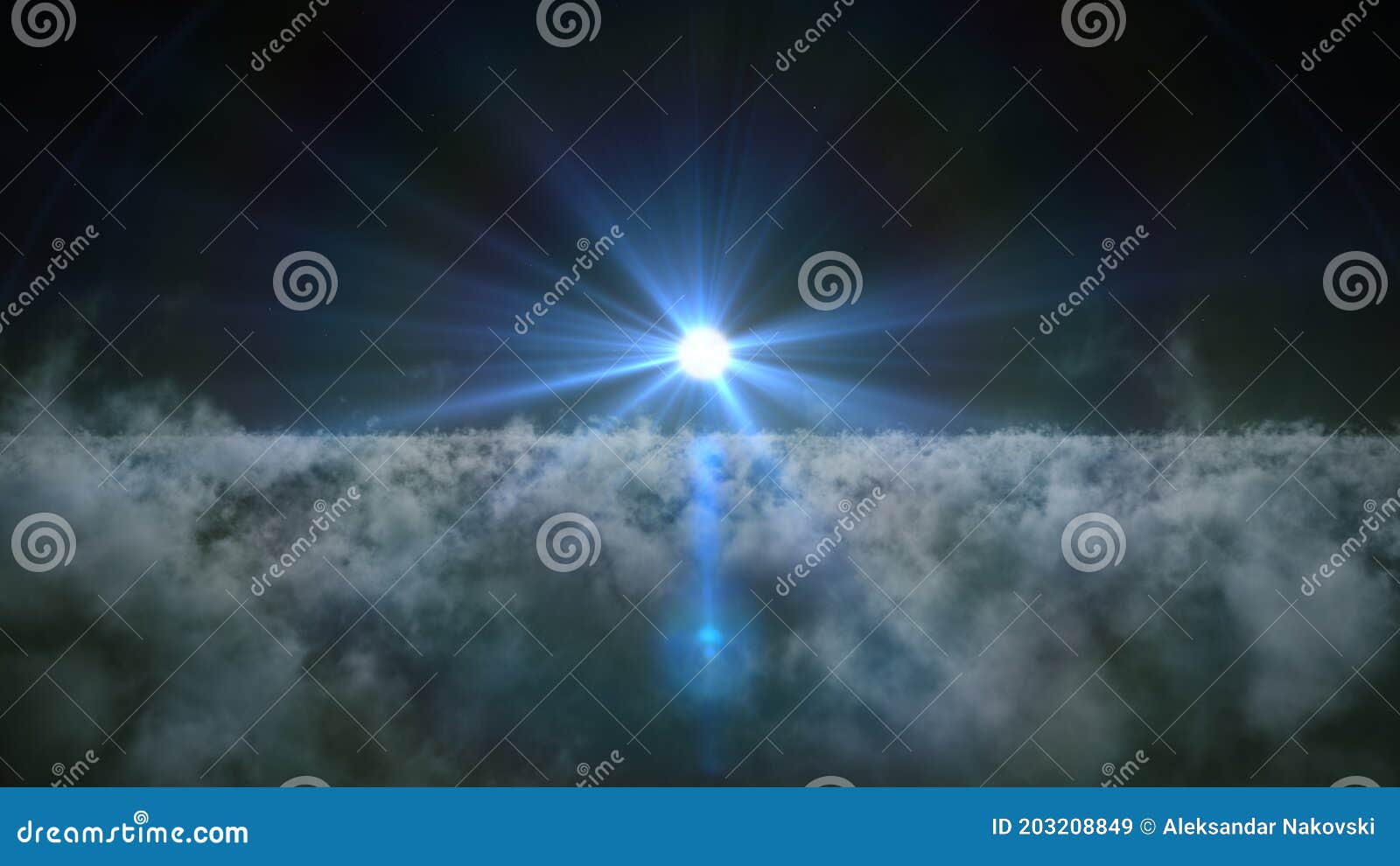 Above Clouds at Night in Full Moon Stock Illustration - Illustration of ...