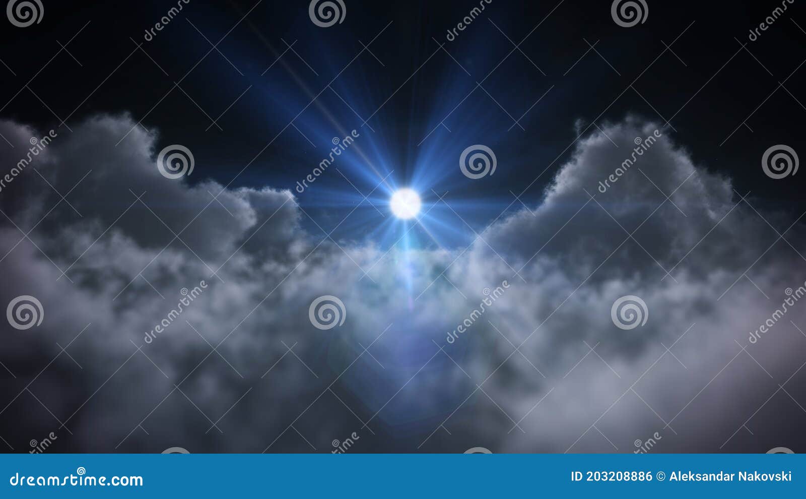 Above Clouds at Night in Full Moon Stock Illustration - Illustration of ...