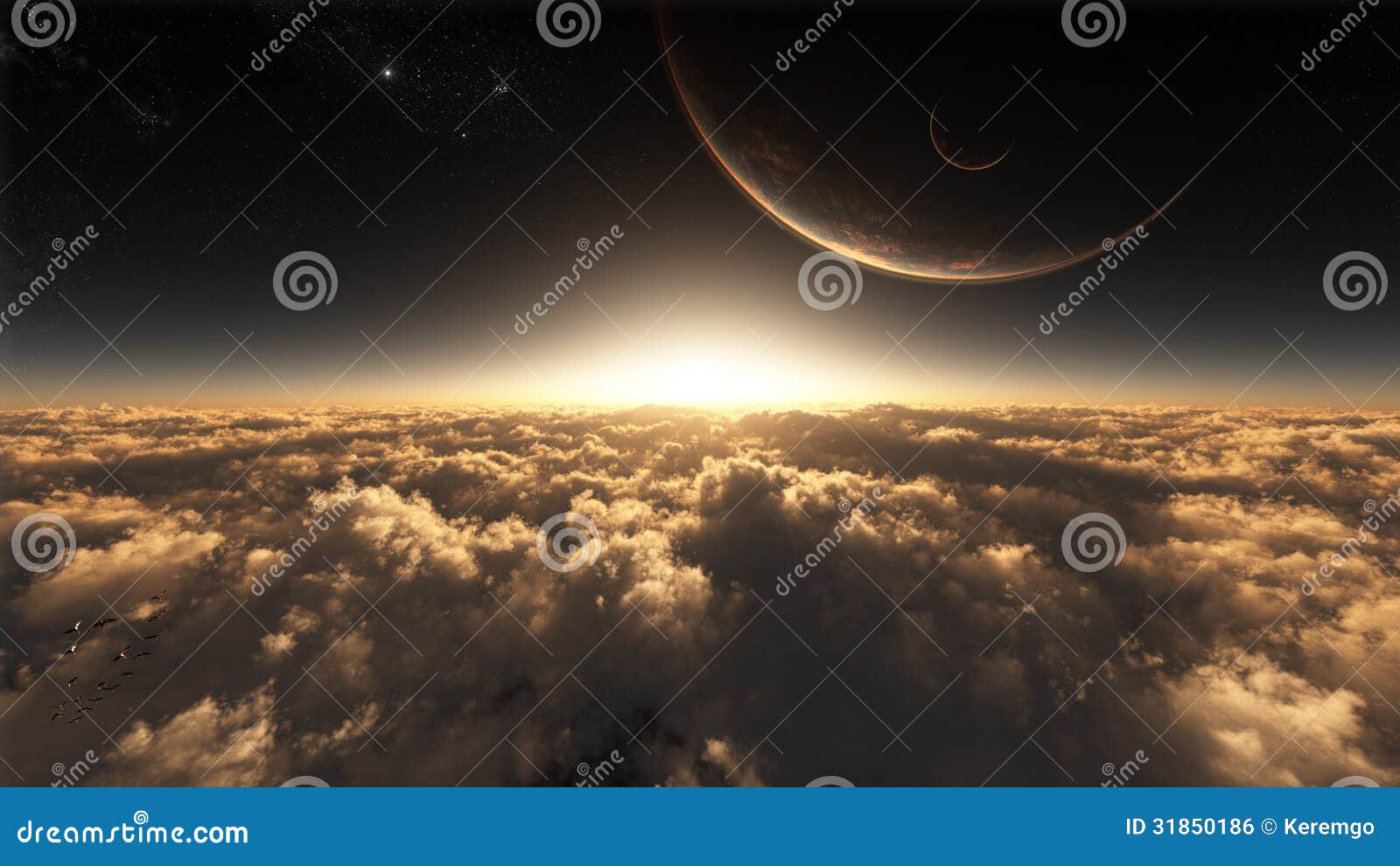 Above the Clouds in Space stock illustration. Illustration of science ...