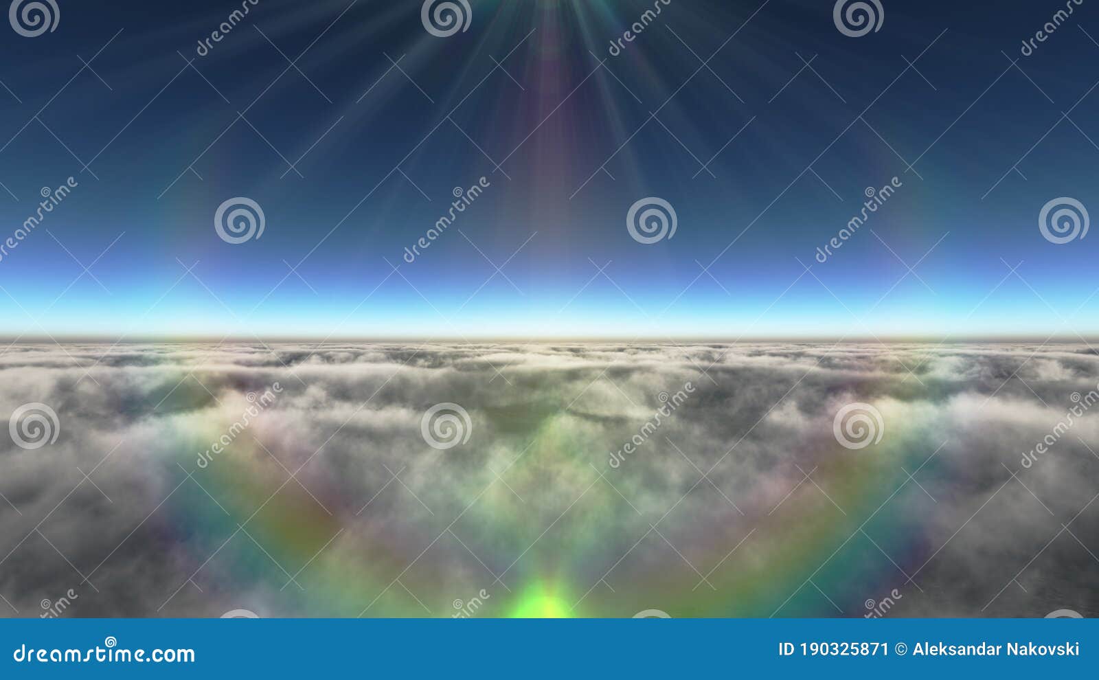 Above Clouds Sun Ray, 3d Rendering Stock Illustration - Illustration of ...