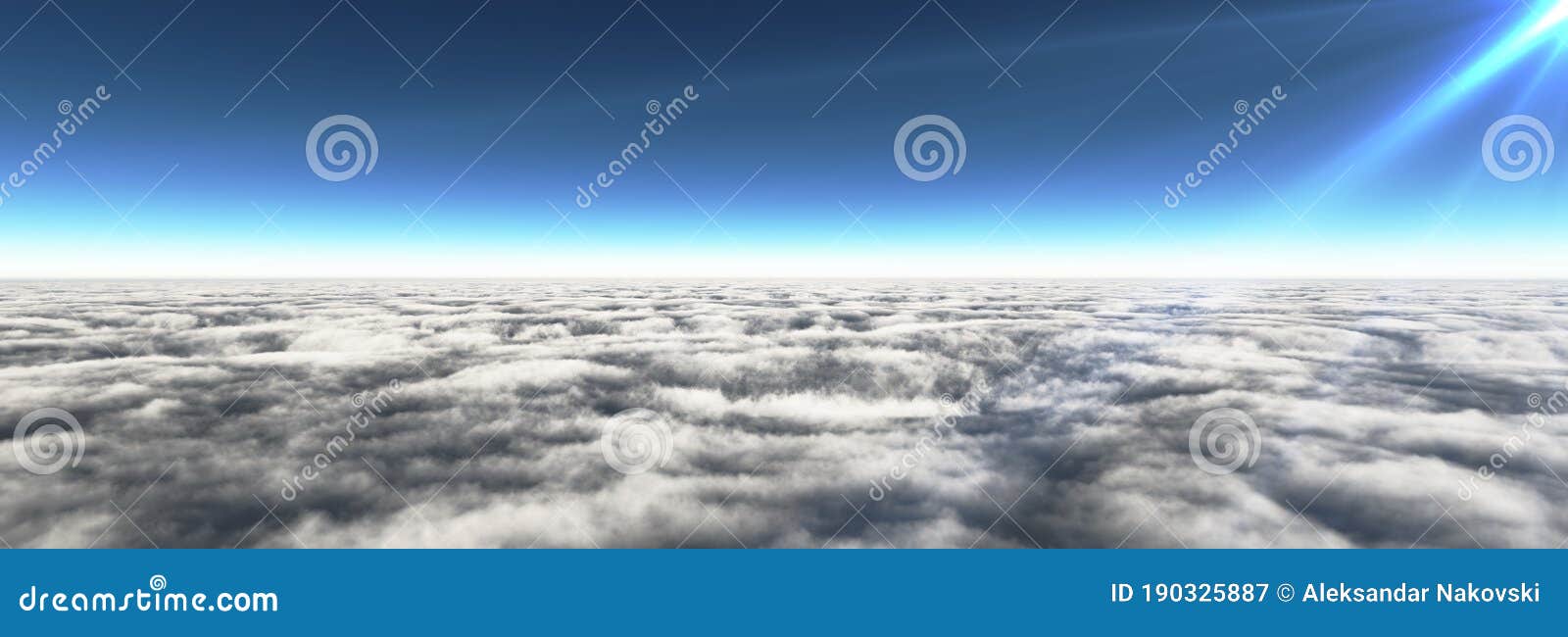 Above Clouds Sun Ray, 3d Rendering Stock Illustration - Illustration of ...