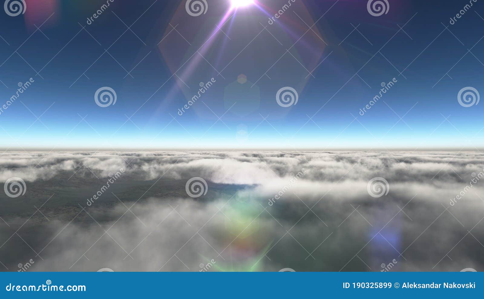 Above Clouds Sun Ray, 3d Rendering Stock Illustration - Illustration of ...