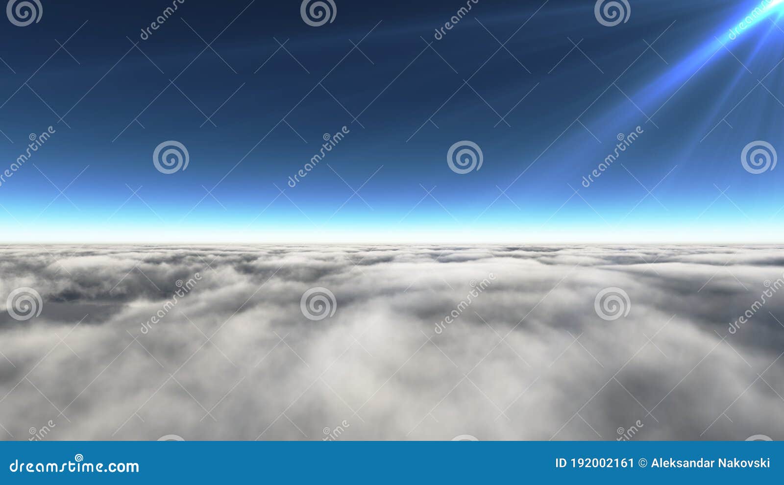 Above Clouds Sun Ray, 3d Rendering Stock Illustration - Illustration of ...