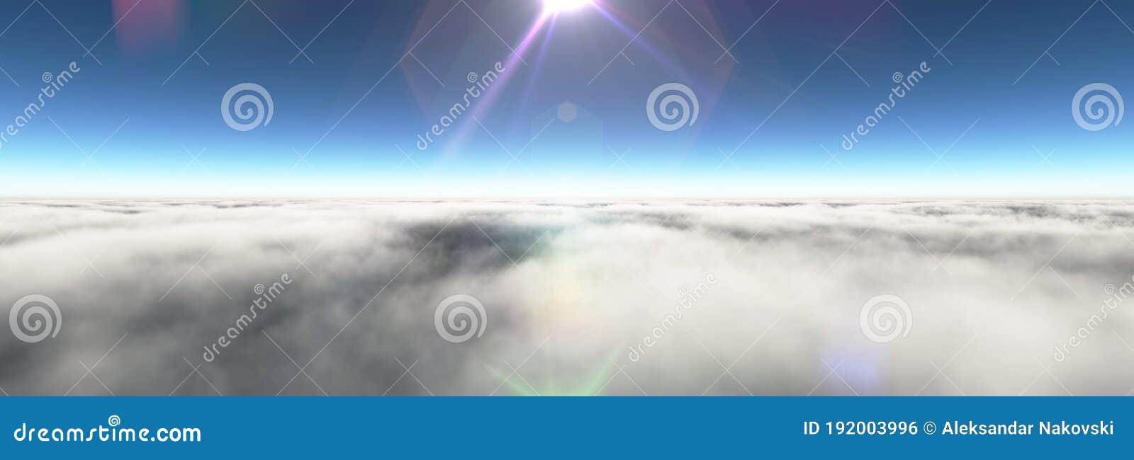 Above Clouds Sun Ray, 3d Rendering Stock Illustration - Illustration of ...