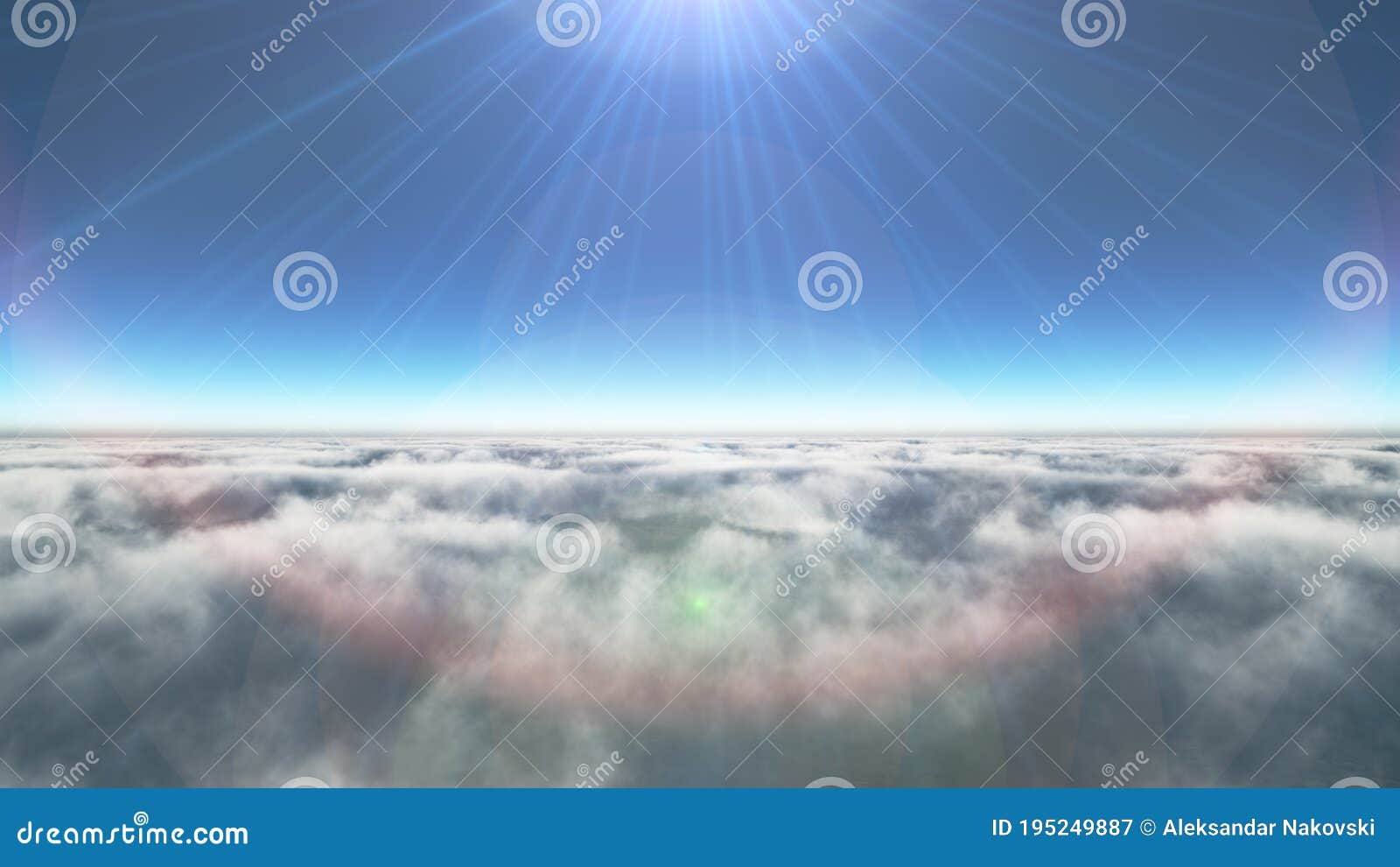 Above Clouds Sun Ray, 3d Rendering Stock Illustration - Illustration of ...