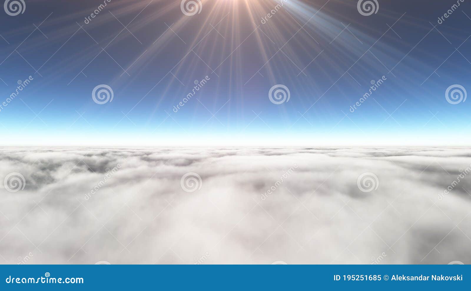 Above Clouds Sun Ray, 3d Rendering Stock Illustration - Illustration of ...