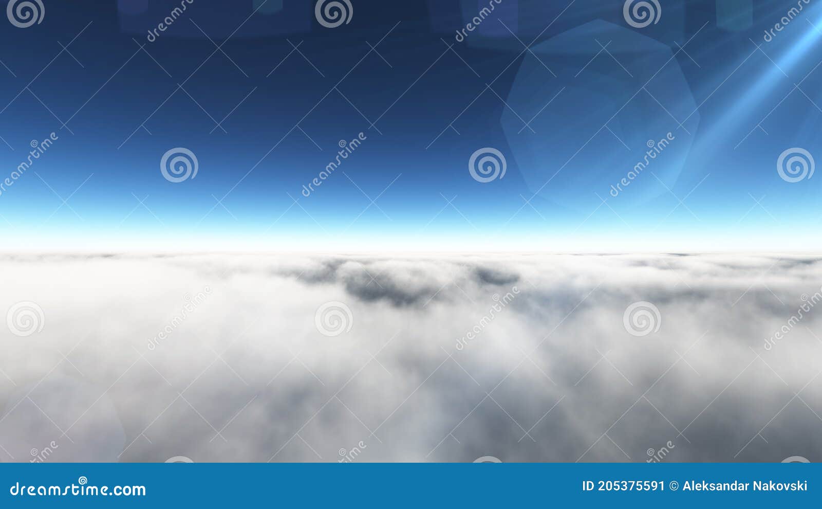 Above Clouds Sun Ray, 3d Rendering Stock Illustration - Illustration of ...