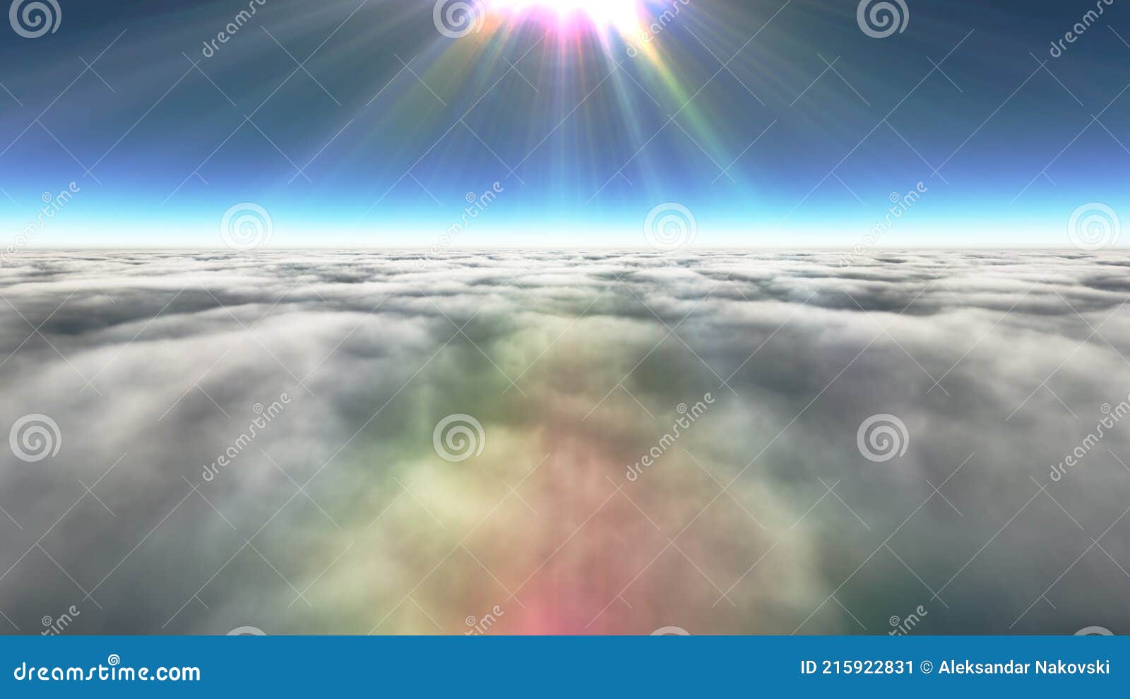 Above Clouds Sun Ray, 3d Rendering Stock Illustration - Illustration of ...