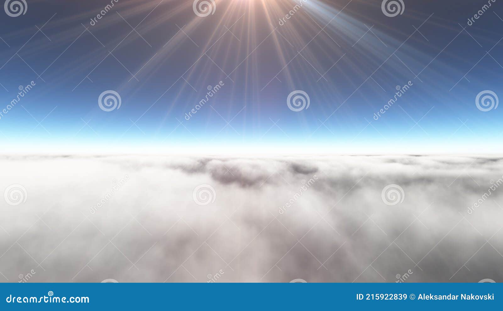Above Clouds Sun Ray, 3d Rendering Stock Illustration - Illustration of ...