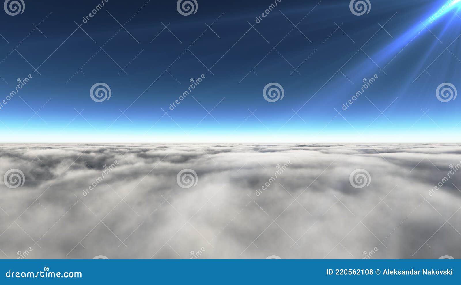 Above Clouds Sun Ray, 3d Rendering Stock Illustration - Illustration of ...