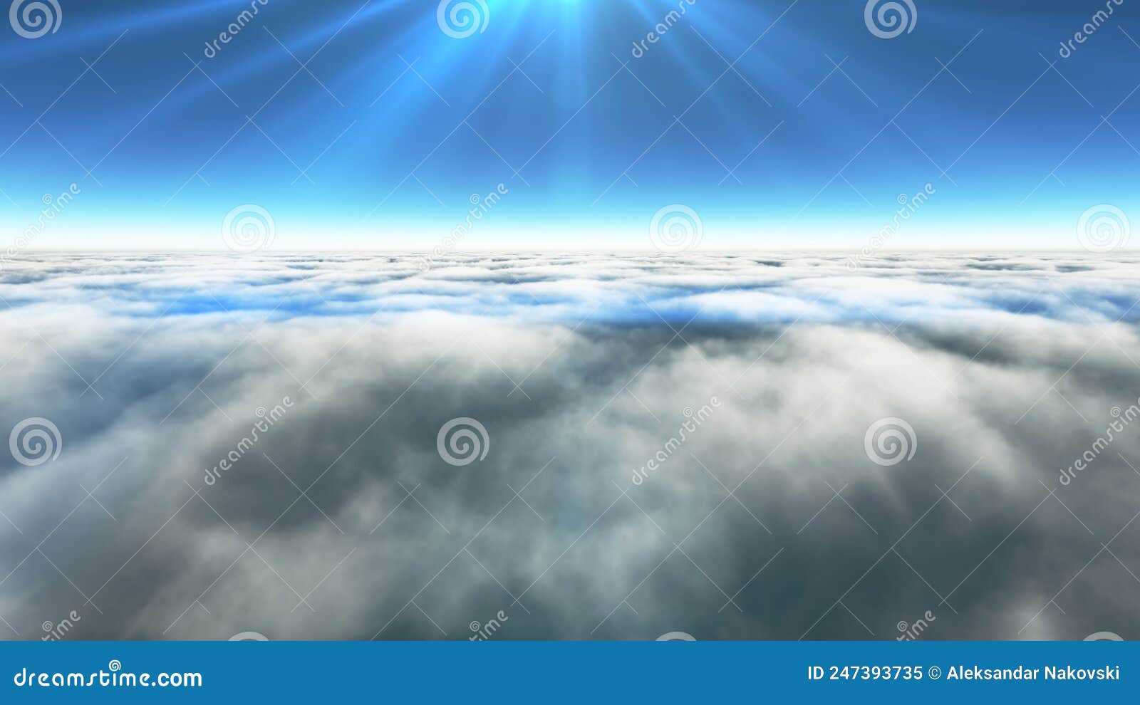 Above Clouds Sun Ray, 3d Rendering Stock Illustration - Illustration of ...
