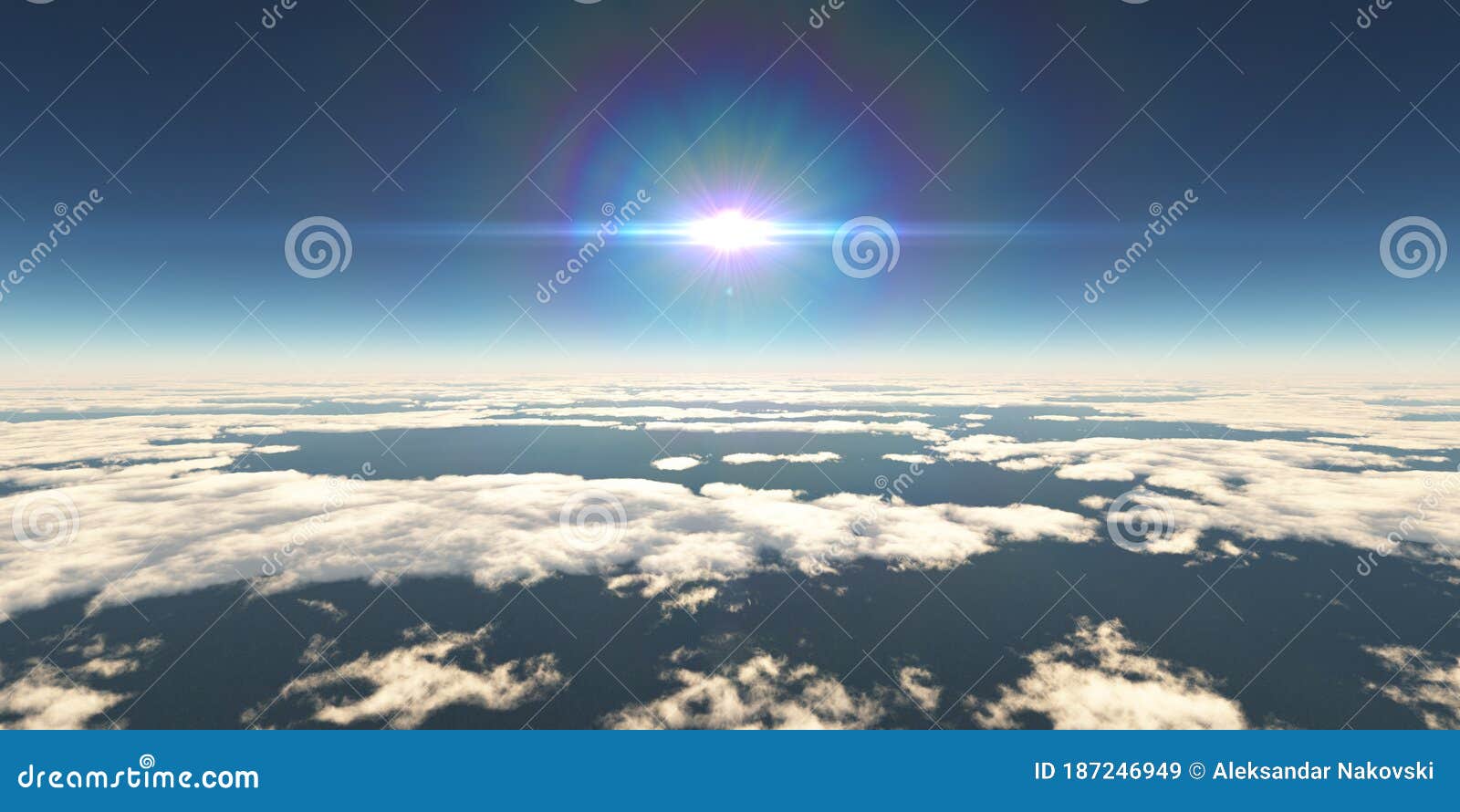 Above Clouds Sun Ray, 3d Rendering Stock Illustration - Illustration of ...