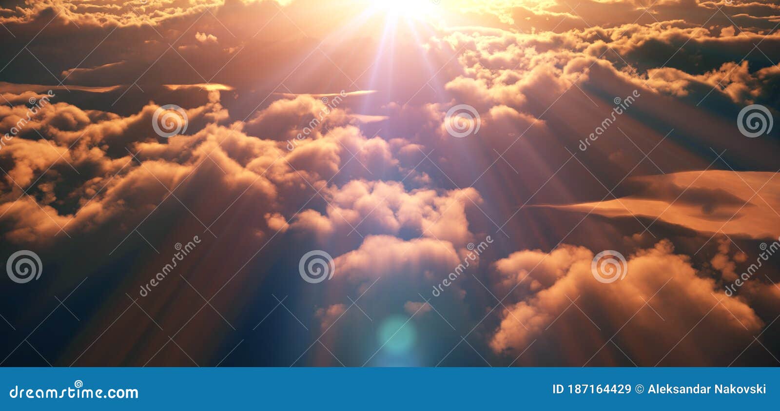 Above Clouds Sunset God Ray Stock Illustration - Illustration of dawn ...