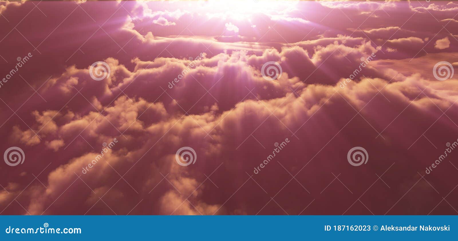 Above Clouds Sunset God Ray Stock Illustration - Illustration of light ...