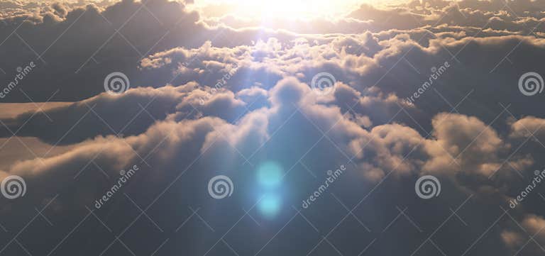 Above Clouds Sunset God Ray Stock Illustration - Illustration of clouds ...