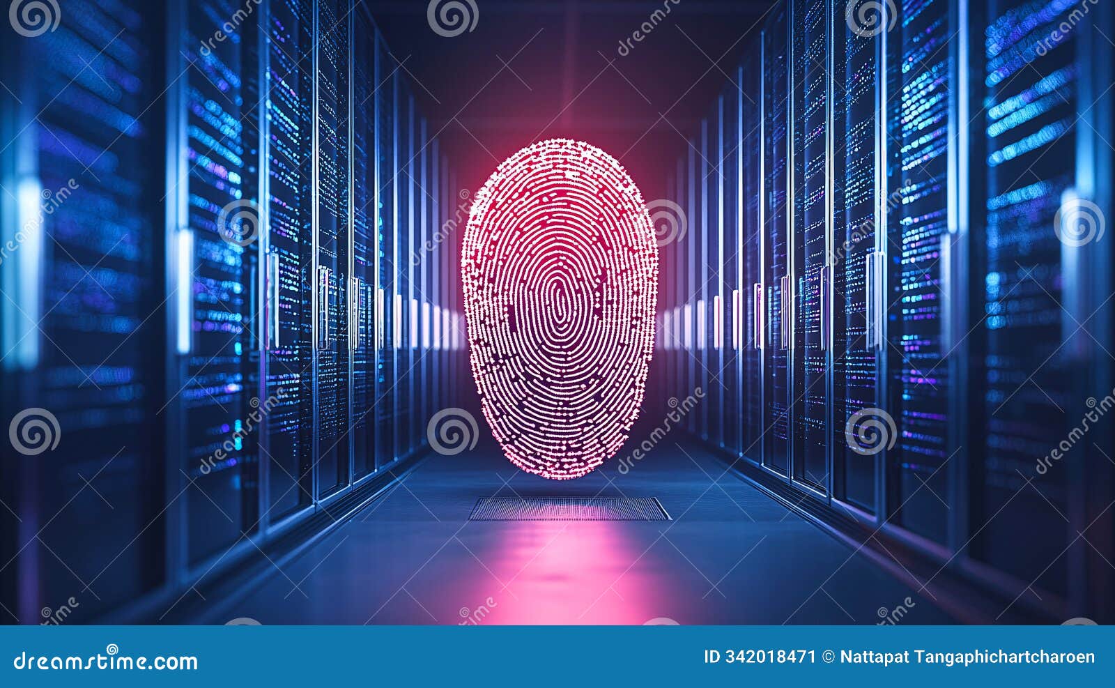 Above a Computer Screen Brimming with Code, a Giant Fingerprint Hovers ...