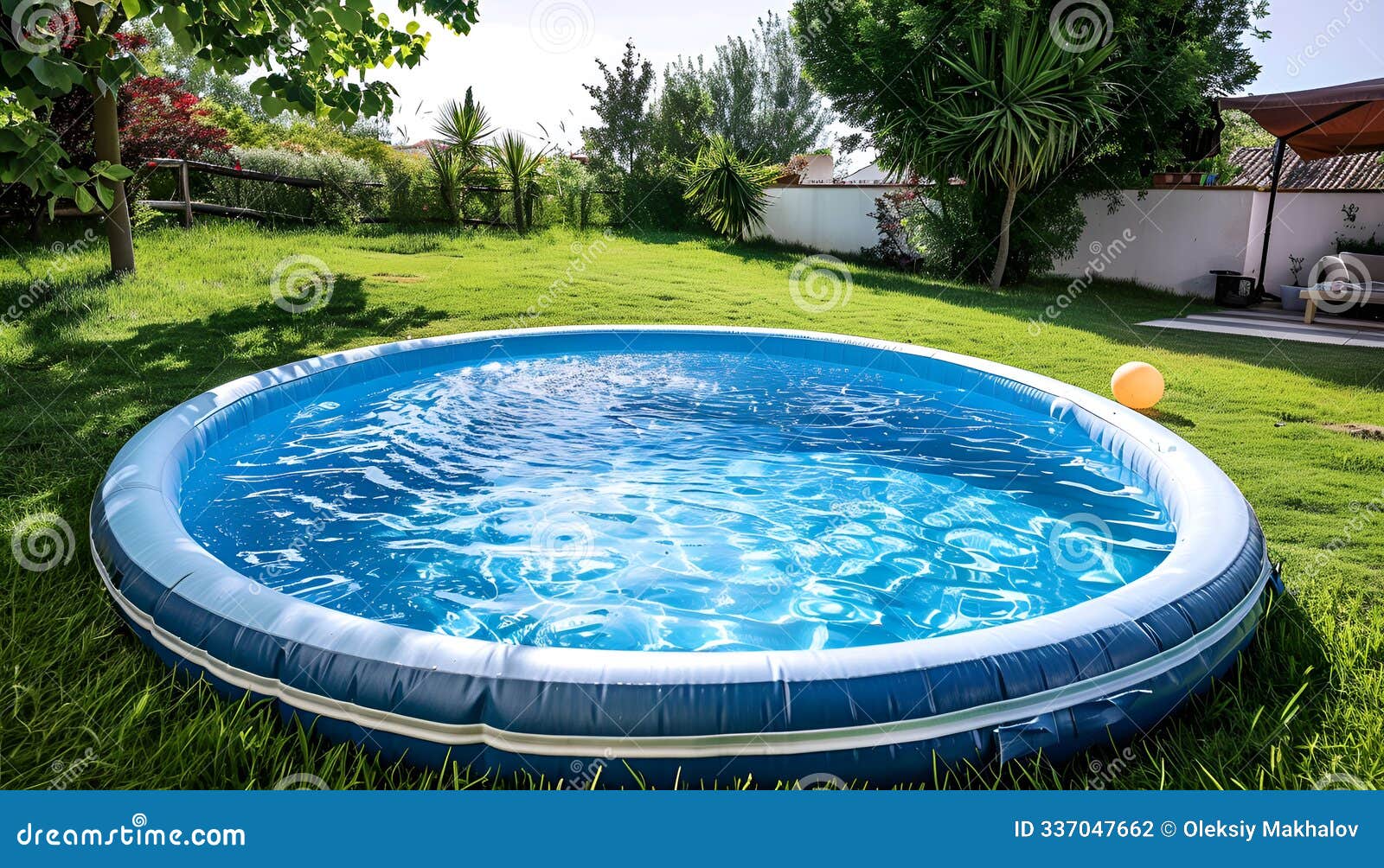 Above Ground Swimming Pool on Grass in Backyard Stock Illustration ... Above Ground Swimming Pool on Grass in Backyard Stock Illustration ...