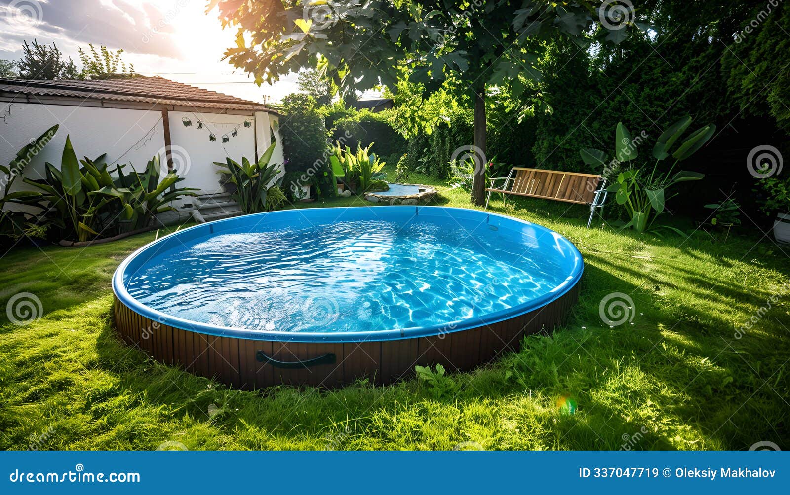 Above Ground Swimming Pool on Grass in Backyard Stock Illustration ... Above Ground Swimming Pool on Grass in Backyard Stock Illustration ...