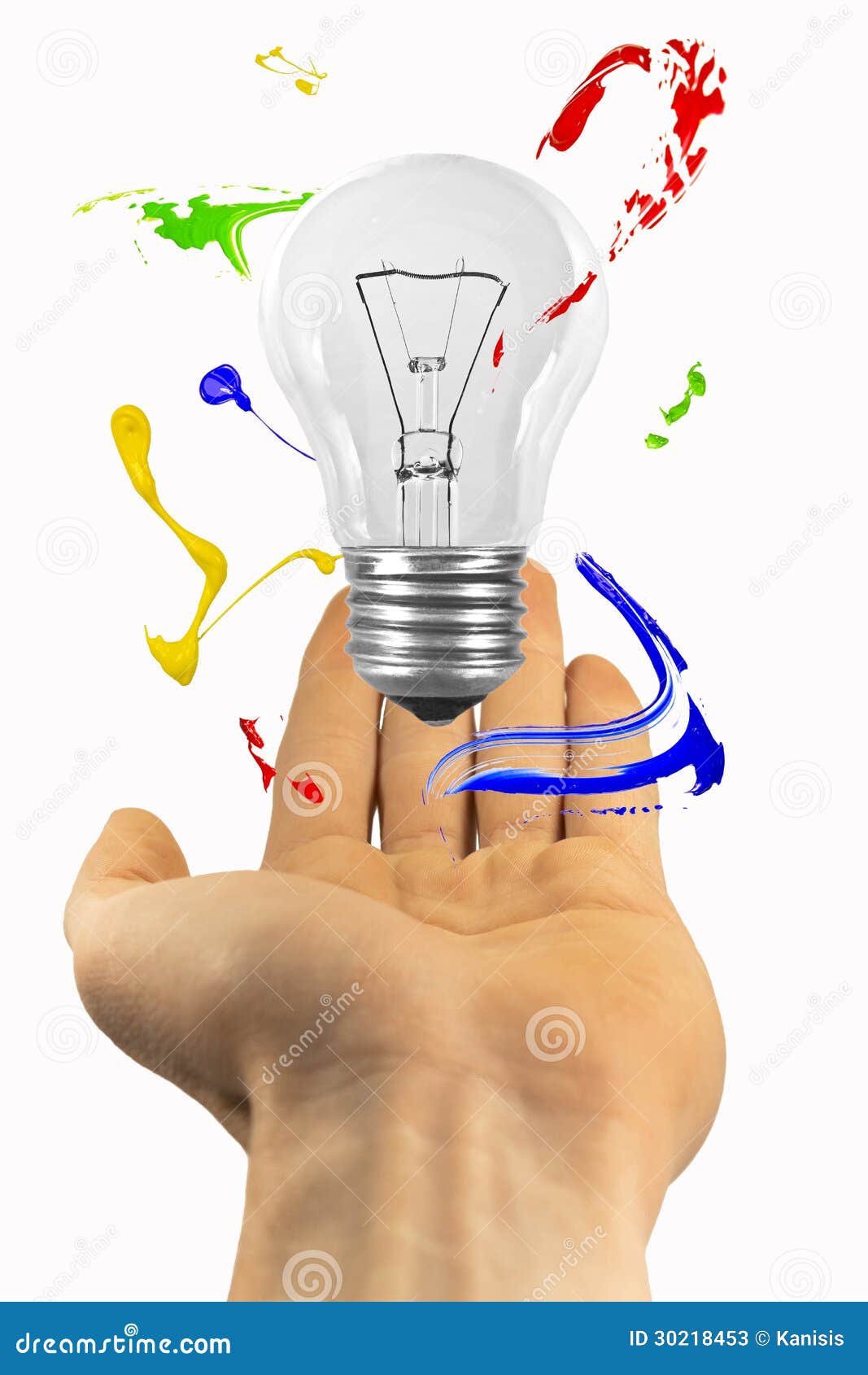 Above the Hand Hover Light Bulb with Paint Splash Stock Illustration ...