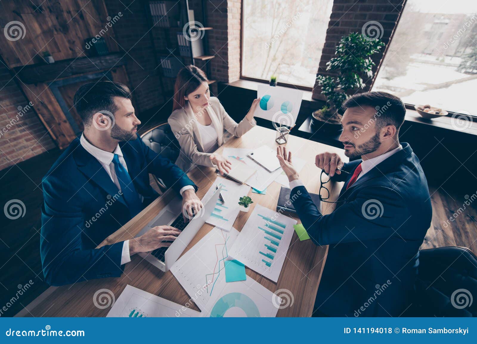 Above High Angle View of Three Nice Classy Elegant Stylish Trendy ...