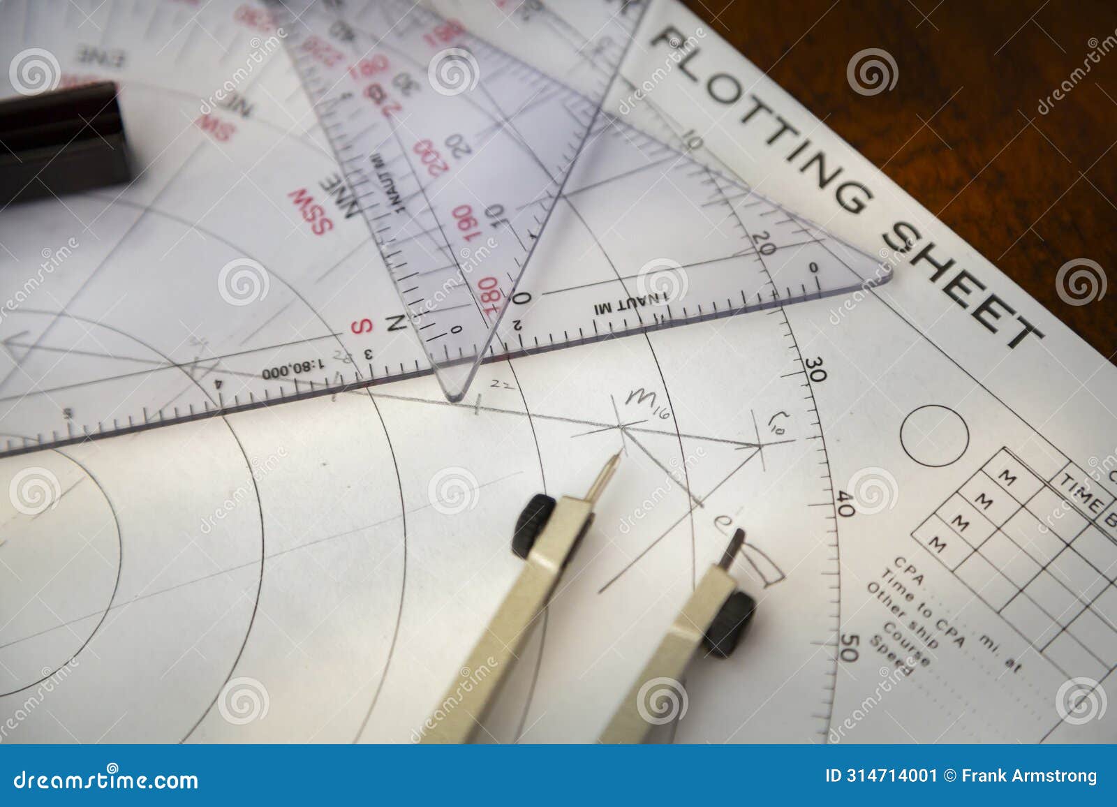 Above Image of a Navigator S Radar Plotting Chart with a Triangle and ...