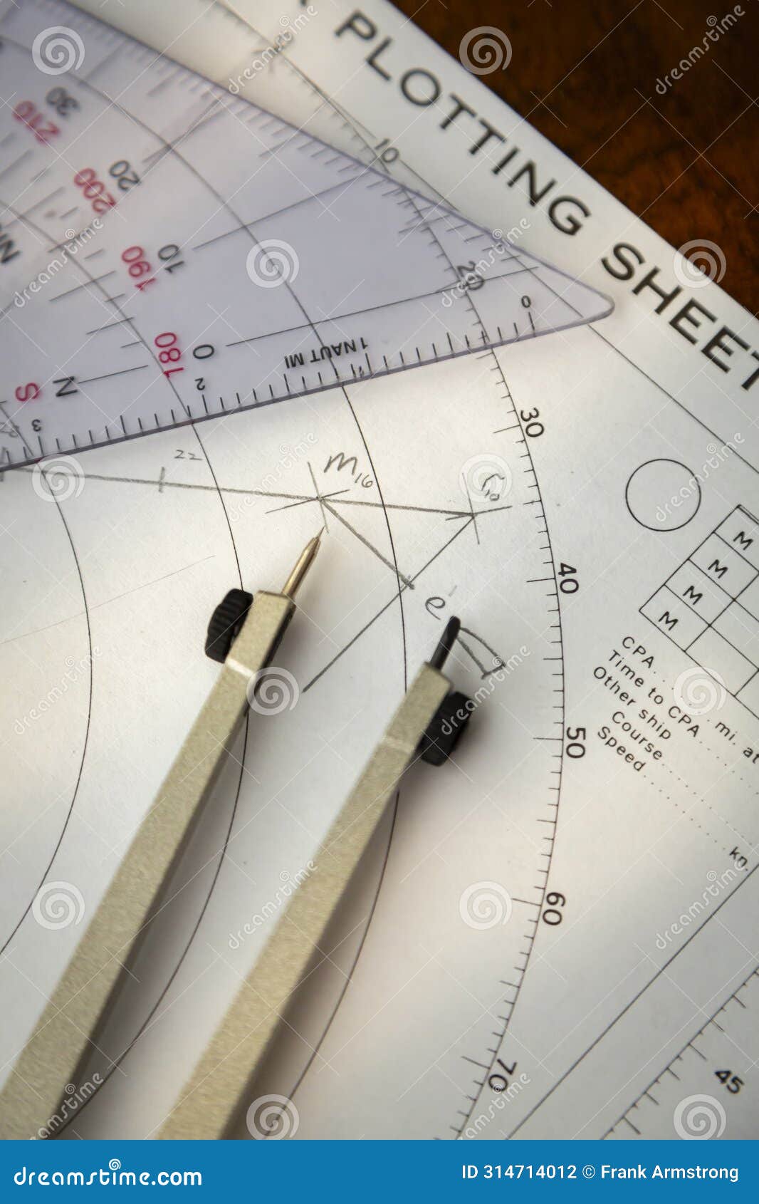 Above Image of a Navigator S Radar Plotting Chart with a Triangle and ...