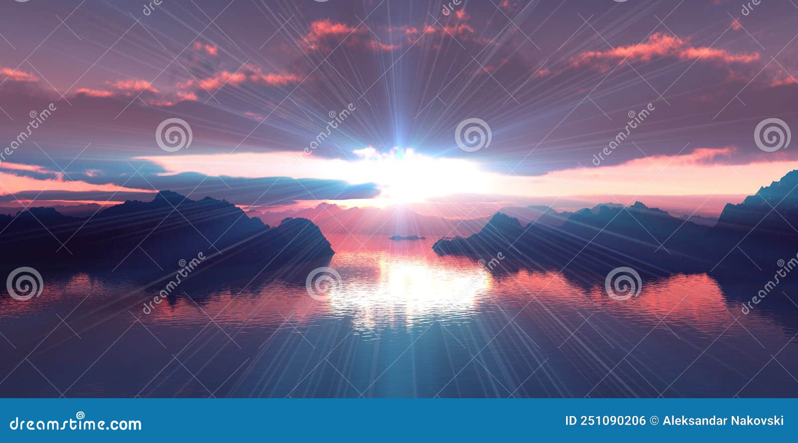 Above Islands in Sea Sunset, Illustration Stock Illustration ...