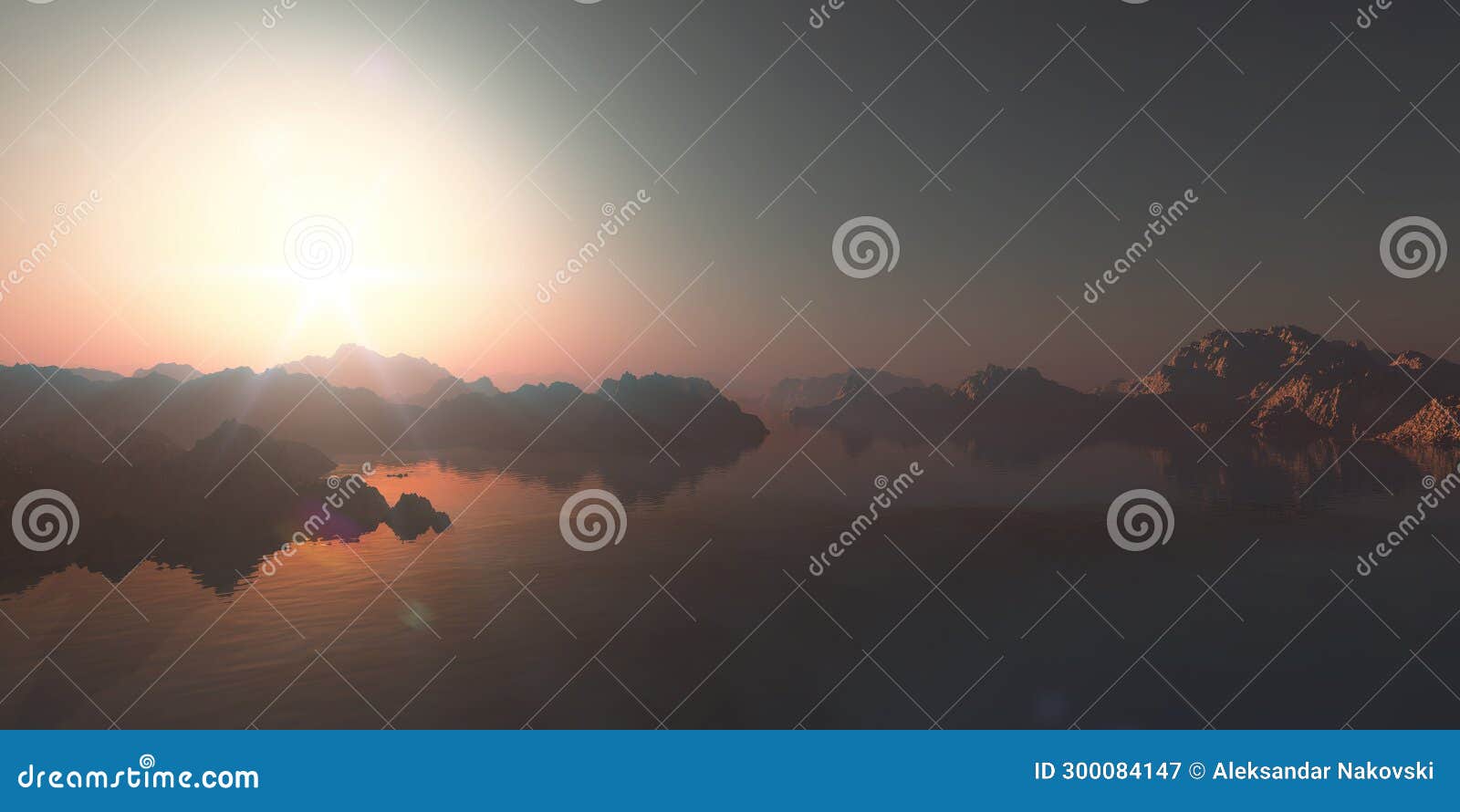 Above Islands in Sea Sunset, Illustration Stock Illustration ...