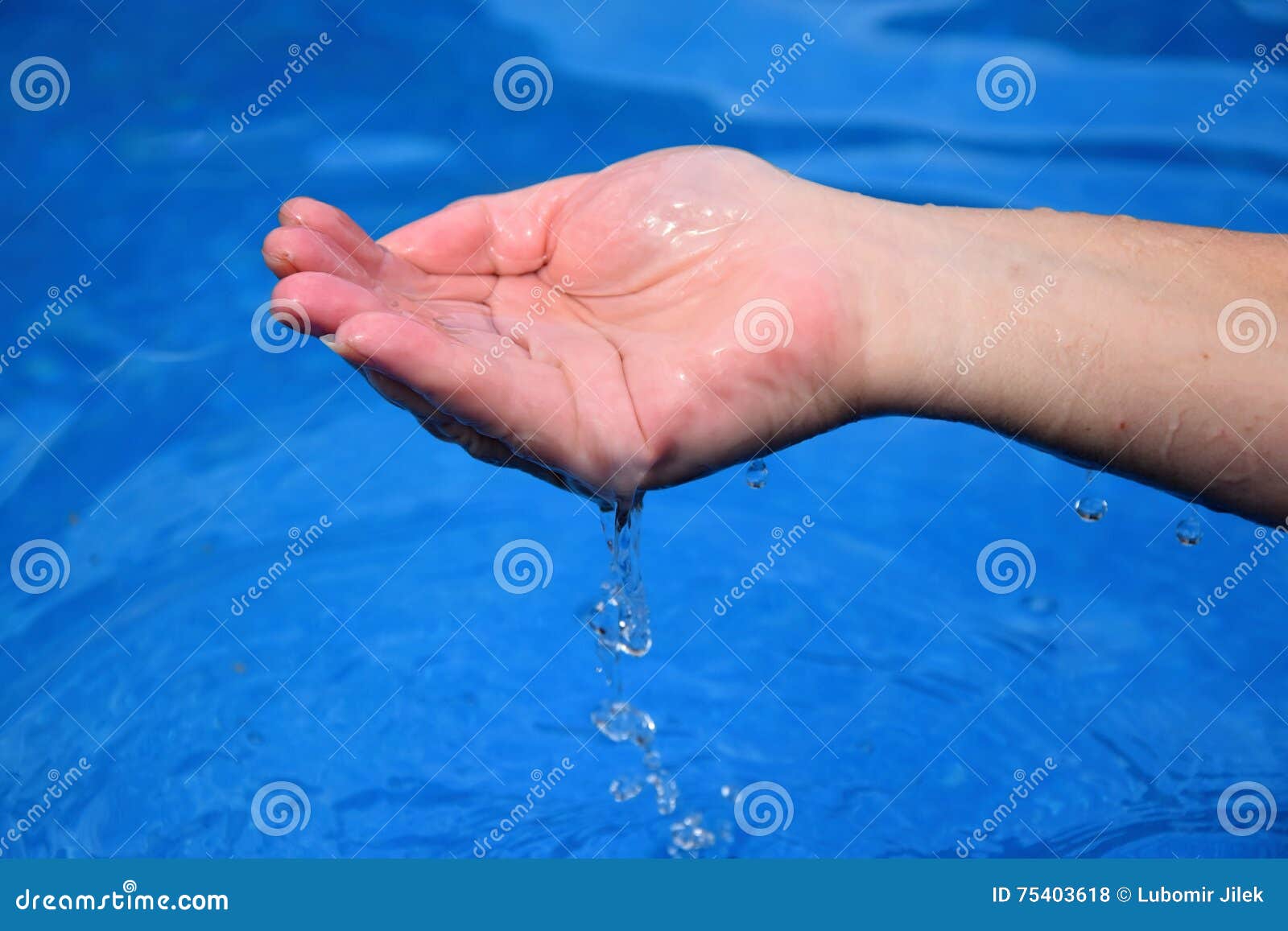 Above the Pool from One Human Hand Flowing Water Stock Photo - Image of ...